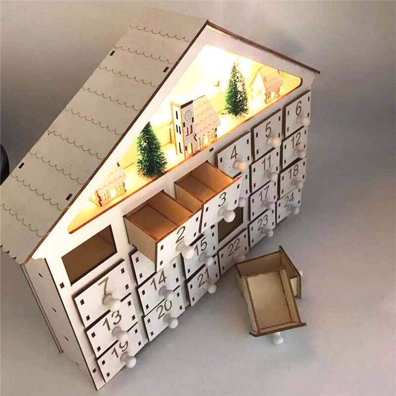 2022 White Christmas LED 24 Day Wooden Advent Cale... – Grandado