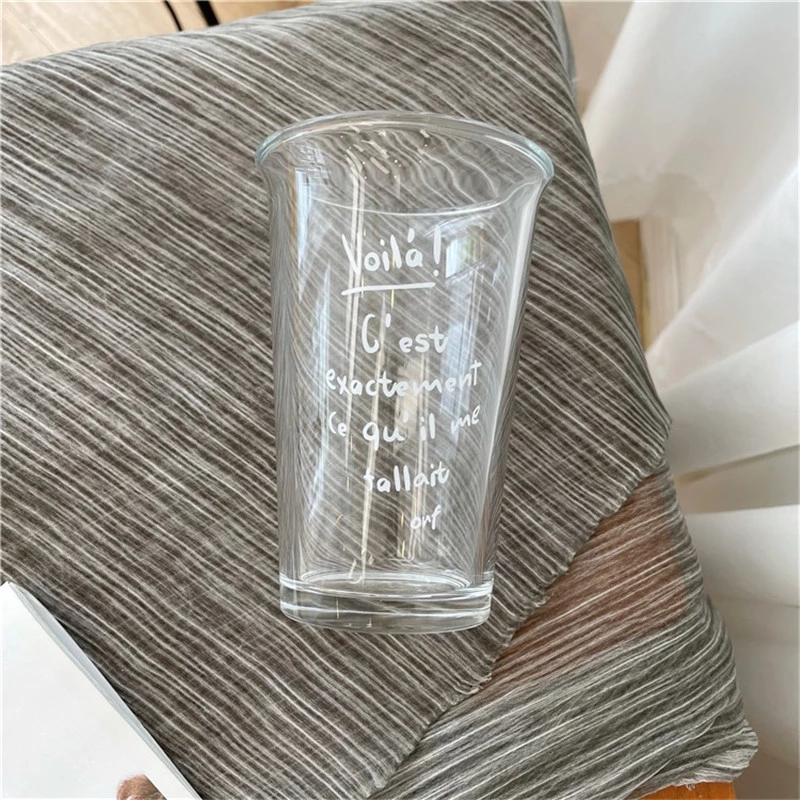 Korean Ins Letter Printed Glass Coffee Mug Transpa... – Grandado