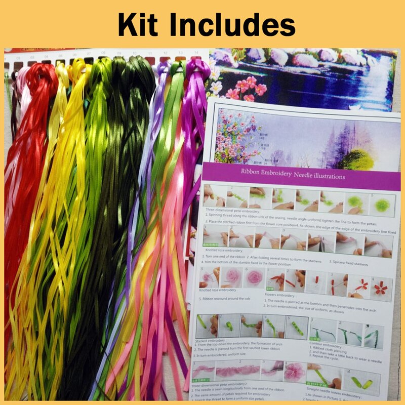 Flower Cross Stitch Embroidery,Silk Ribbon Embroid... – Grandado