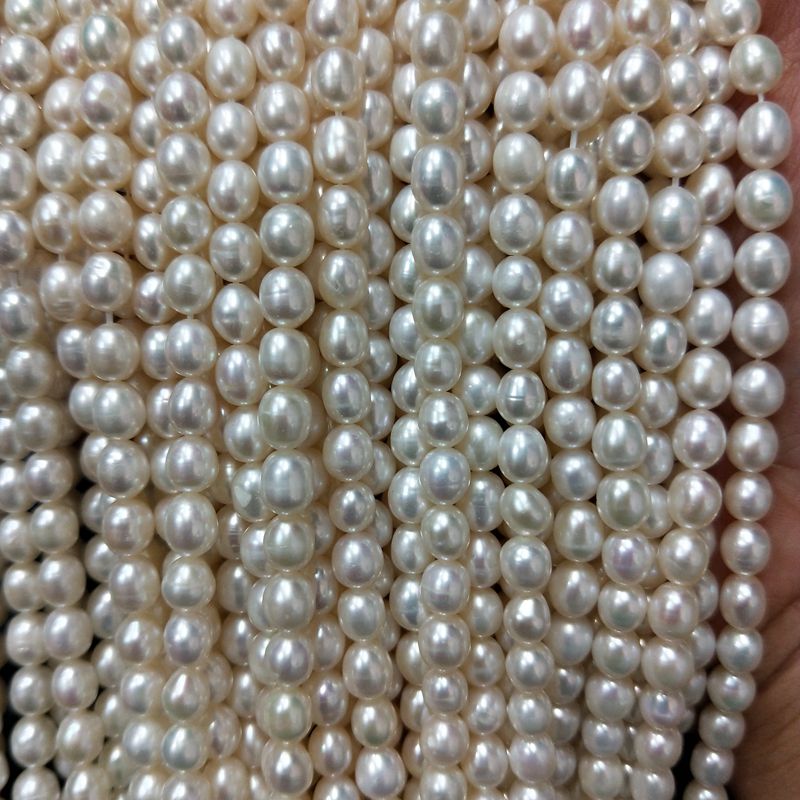 Freshwater Seed Pearl Strand White 4mm Small Rice ... – Grandado