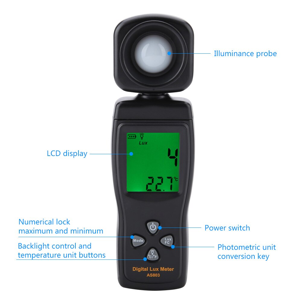 Handheld AS803 Luxmeter Digital Light Meter Lux Me... – Grandado