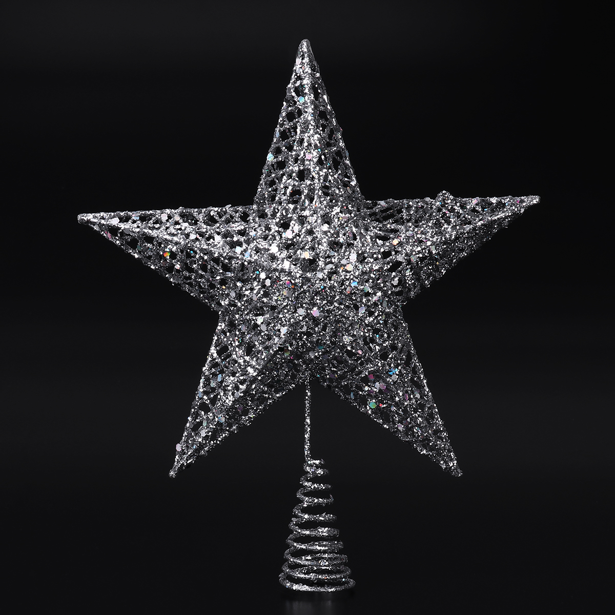NICEXMAS 20cm Silver Star Tree Topper Exquisite Sh... – Vicedeal