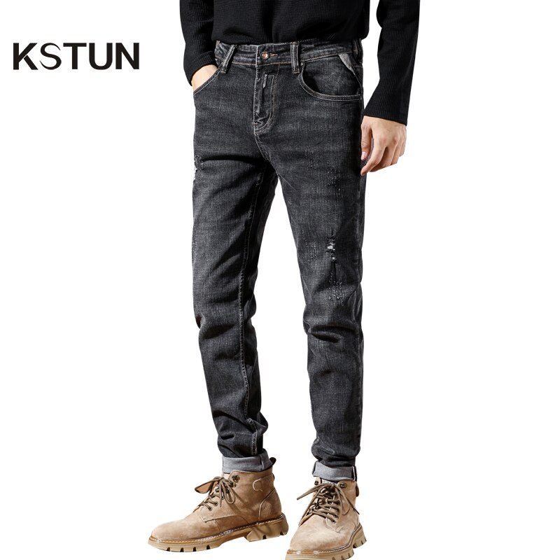 Ripped Black Jeans For Men Hip Hop Stretch Slim St... – Vicedeal