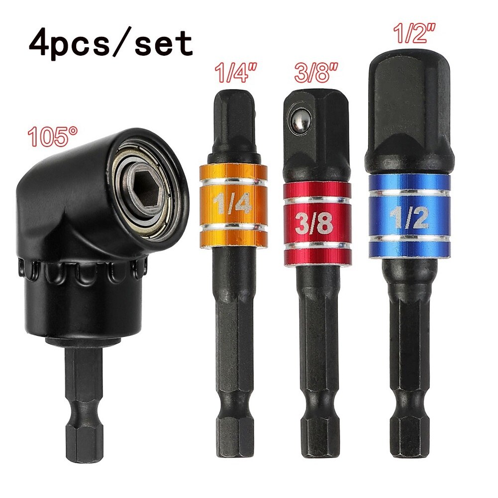 1/4 3/8 1/2 Socket Set Hex Shank Impact Head Drive... – Grandado