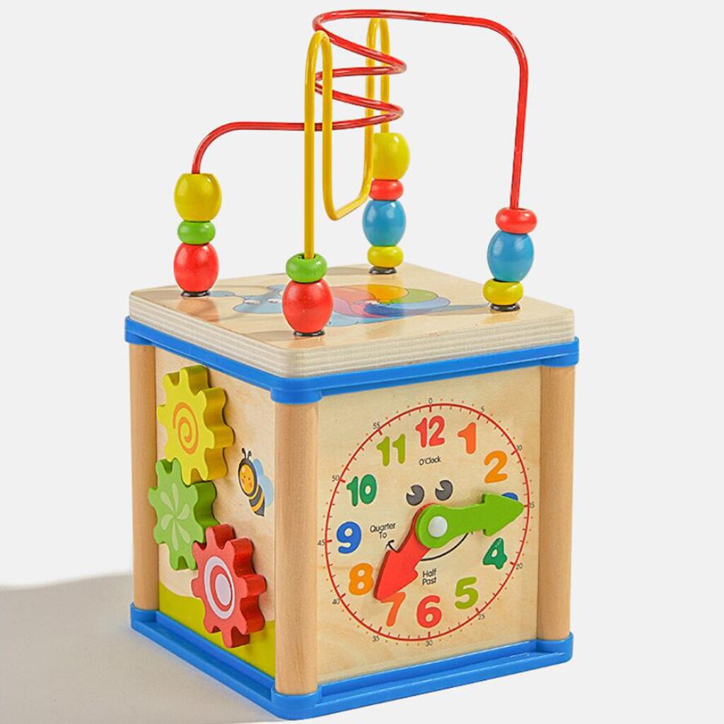 Wooden 5-Sided Activity Center with Bead Maze, Sha... – Grandado
