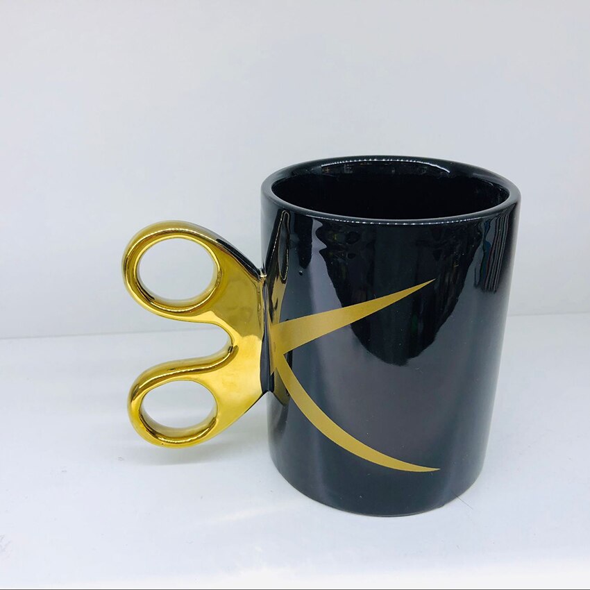 Keramisk kaffe krus kopp med saks håndtak, sølv, m... – Grandado