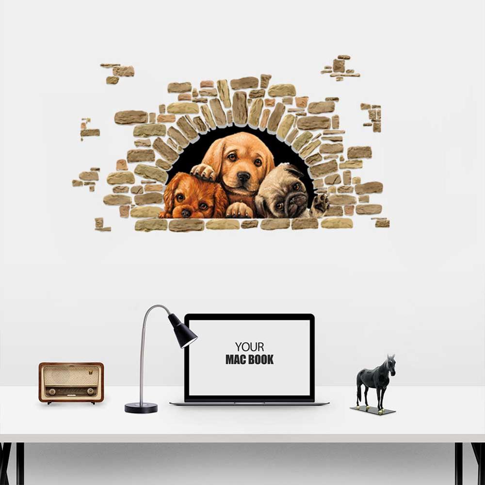 Cute three puppies Wall Stickers Bedroom living ro... – Grandado