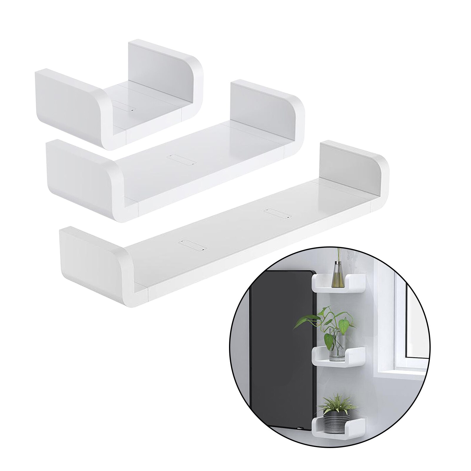Floating Wall Shelves White U-Shaped for Bathroom ... – Grandado