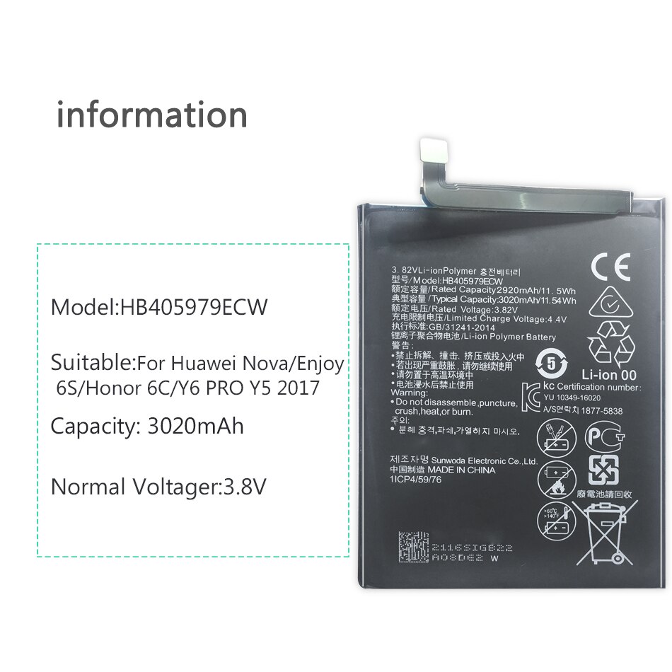 HB405979ECW Mobiele Telefoon Batterij 3020Mah Voor... – Grandado