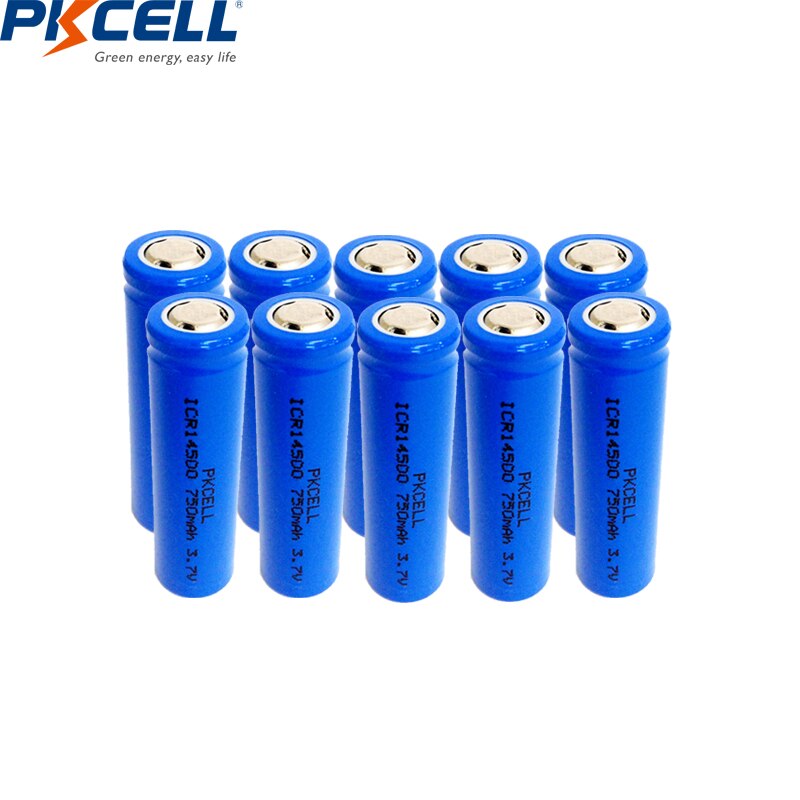 PKCELL 14500 800mAh 3.7V Li-ion Rechargeable Batte... – Grandado