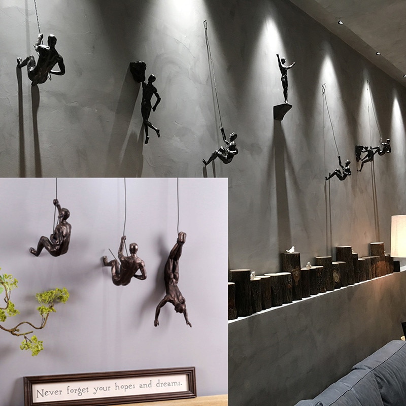 Rock Climbing Men Sculpture Wall Hanging Decoratio... – Grandado