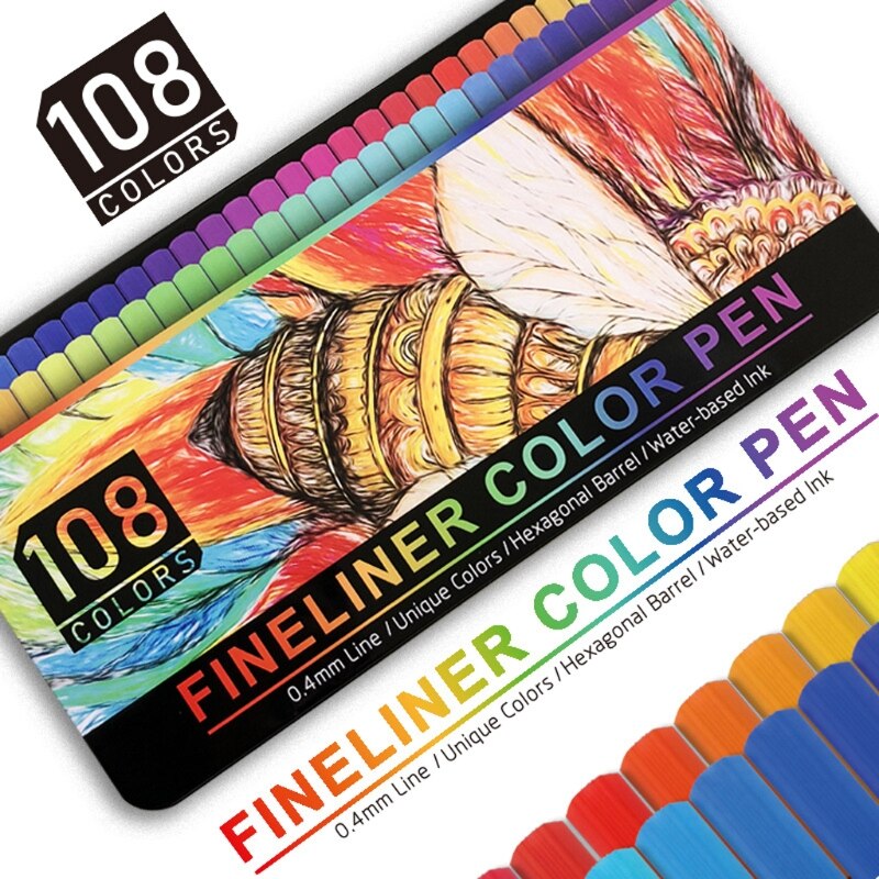 108 Fineliner Pens Colored Fine Tip Markers 0.4 mm... – Vicedeal