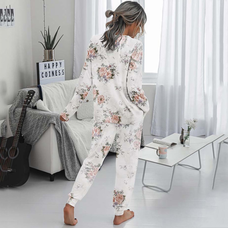 Autumn Floral Print Lounge Wear Women Shorts Pajam... – Vicedeal