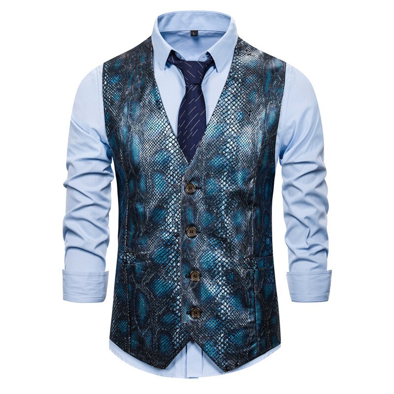 Vintage Snake Pattern Print DJ Club Vest Men Slim ... – Vicedeal
