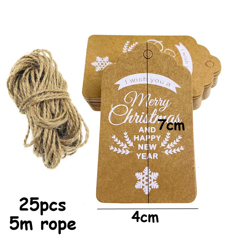 25Pcs Kraft Paper Christmas Tags Merry Christmas L... – Vicedeal