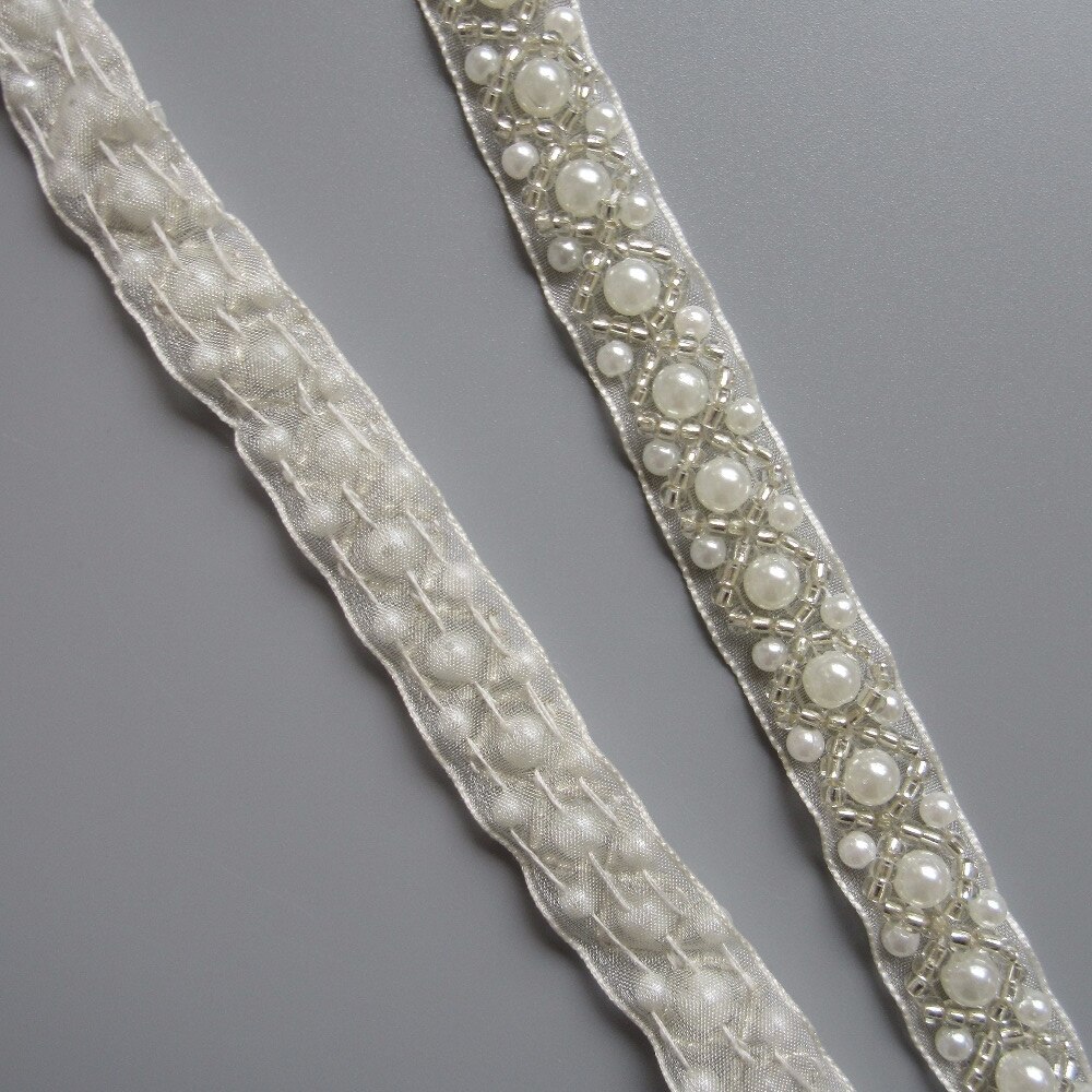 1 Yard 1.5cm Ivory Pearl Beaded Handmade Lace Trim... – Grandado