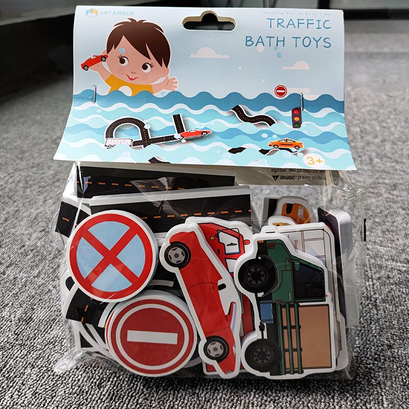 Baby Puzzle Bath Toy EVA bus road Paste Kindergart... – Grandado