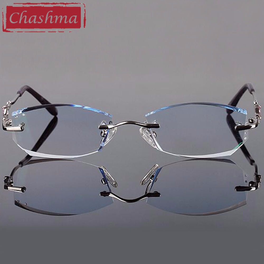 Chashma Brand Ttianium Rimless Glasses Dimond Trim... – Grandado