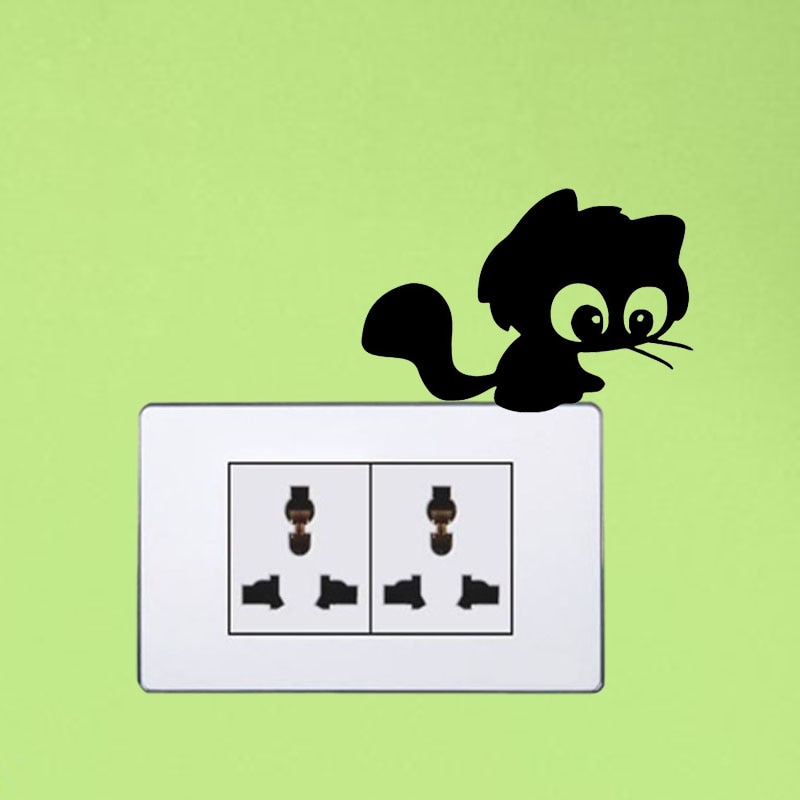 Lonely Cat Switch Sticker Animal Vinyl Cartoon Nic... – Vicedeal