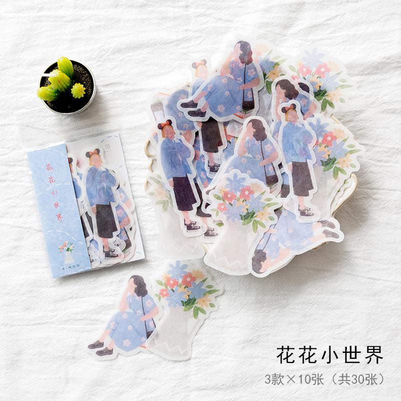 30pcs/lot Kawaii Girls Flowers Stickers Set Scrapb... – Grandado