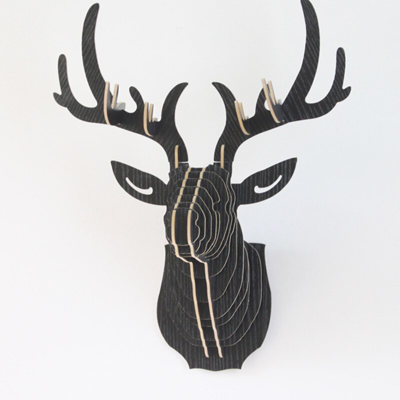 3D Deer Head Wood Statue Handicraft Assemble Sculp... – Grandado