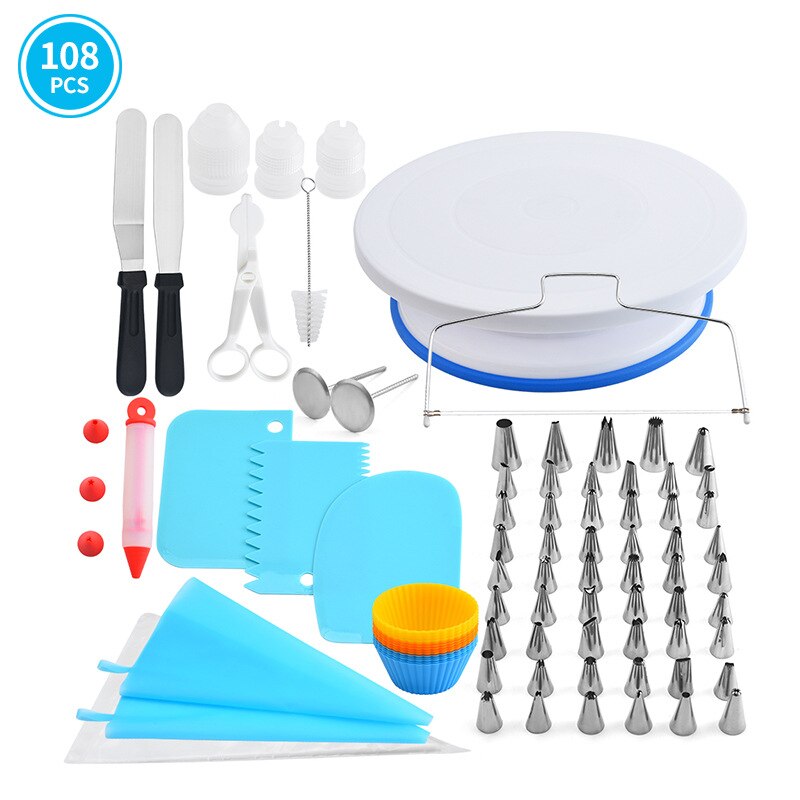 Baking tool set 108 piece cake turntable stainless... – Grandado