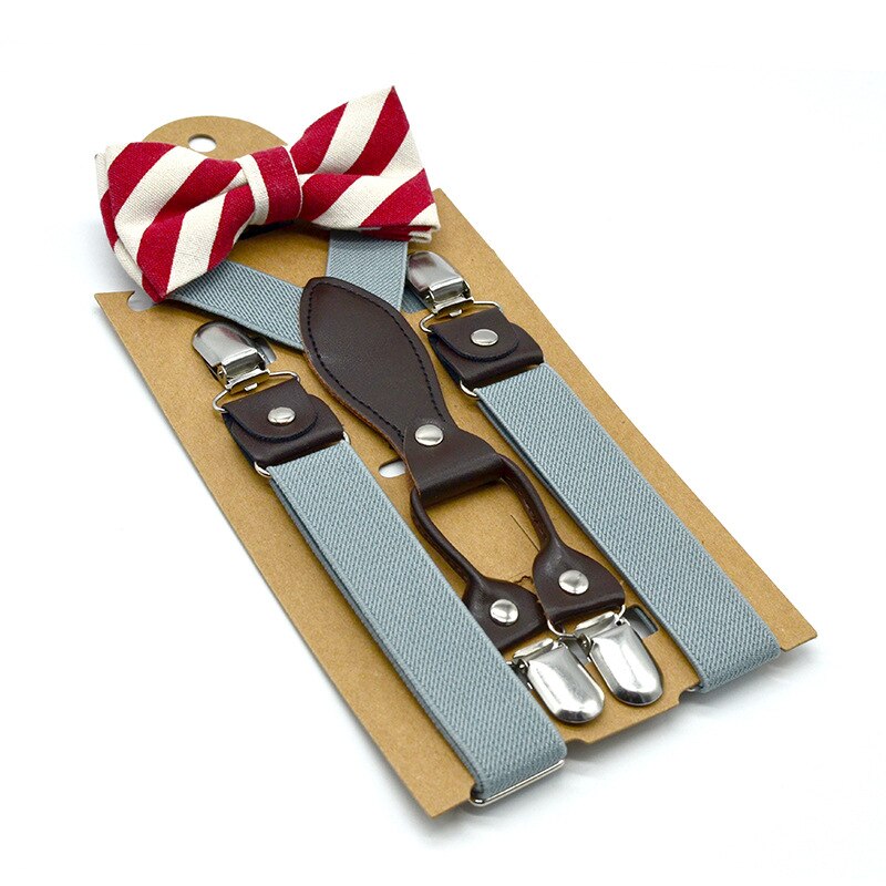 Brown Baby Suspenders with Bow Tie British Style K... – Grandado