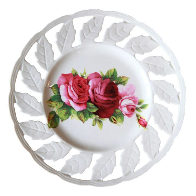 Ceramic disc three-dimensional painted roses dishe... – Grandado
