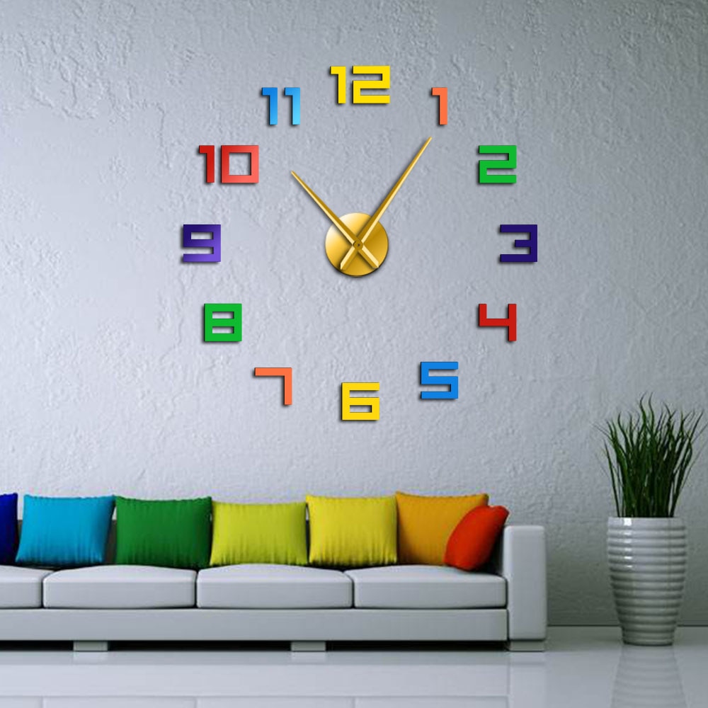 Colorful Numbers Wall Clock Rainbow Colors DIY Gia... – Grandado Colorful Numbers Wall Clock Rainbow Colors DIY Gia... – Grandado