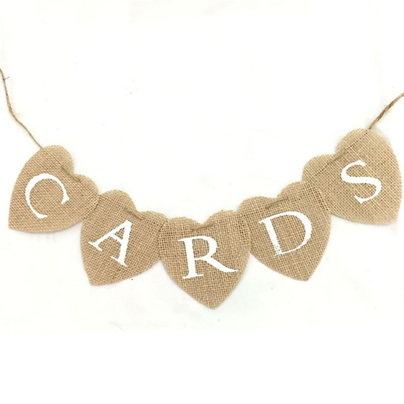 CARDS Heart Shape Hessian Bunting Banner Rustic Pa... – Grandado