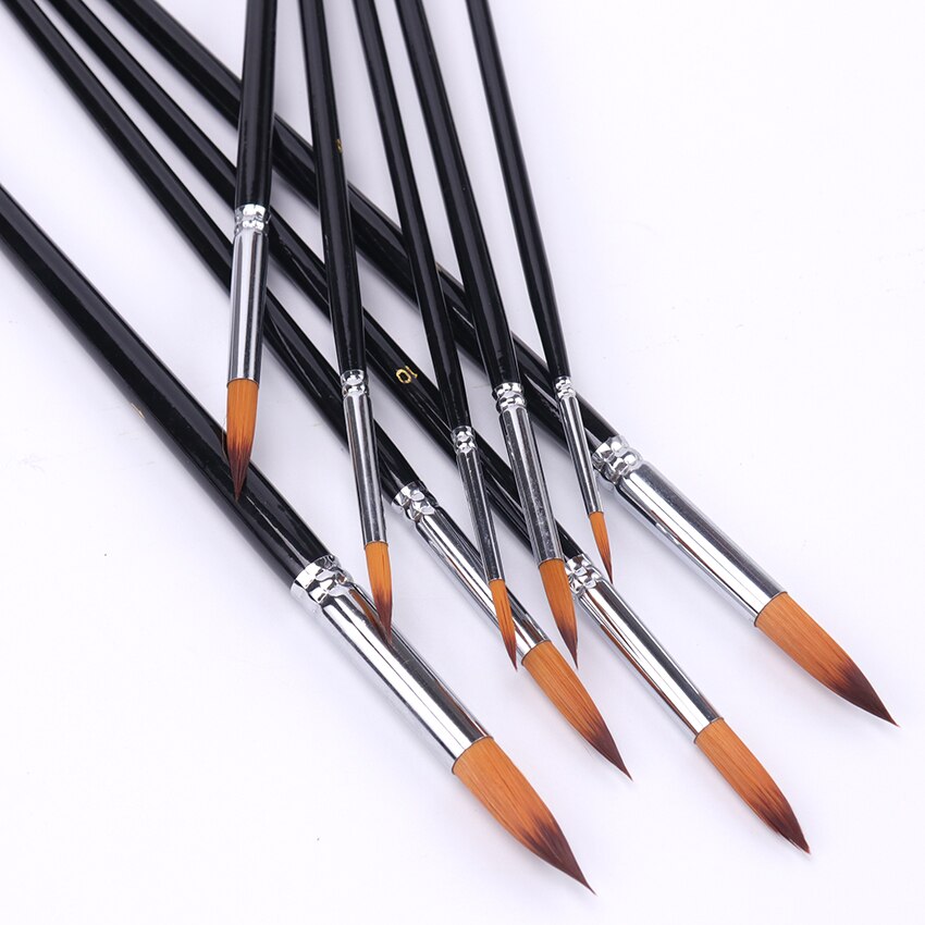 9PCS Round Pointed Tip Artist Paint Brush Set Nylo... – Grandado