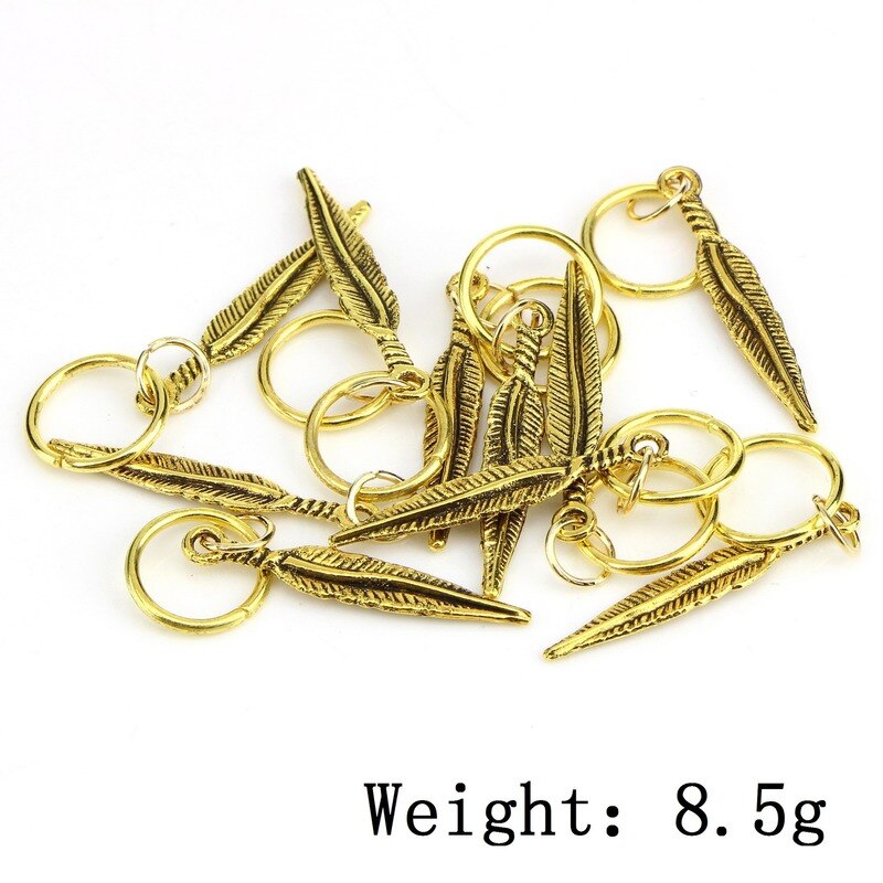 10 Pcs/set Vintage Gold Hair Ring Leaves Charms Ha... – Grandado