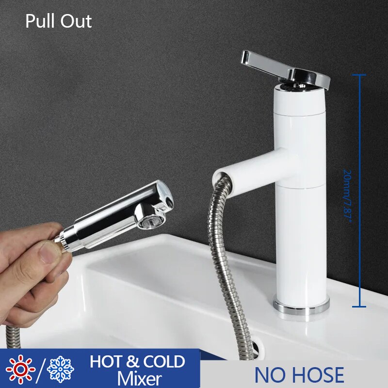 Bathroom Basin White Faucet Swivel Spout Vessel Si... – Grandado