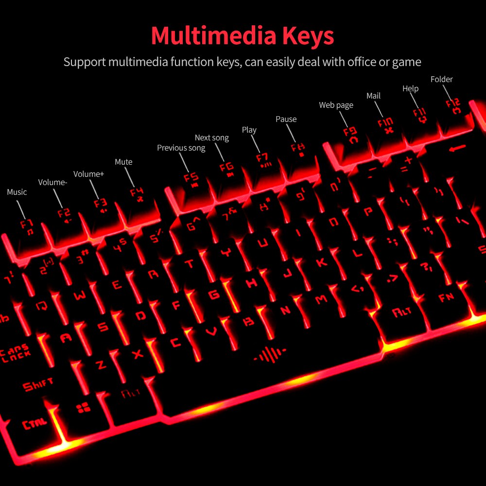 Gaming Keyboard Mouse Headset Set Wired Three-colo... – Grandado