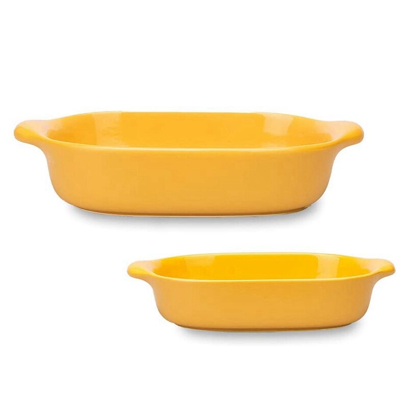 2 Pcs Matte Yellow Ceramic Baking Pan Set For Oven... – Vicedeal