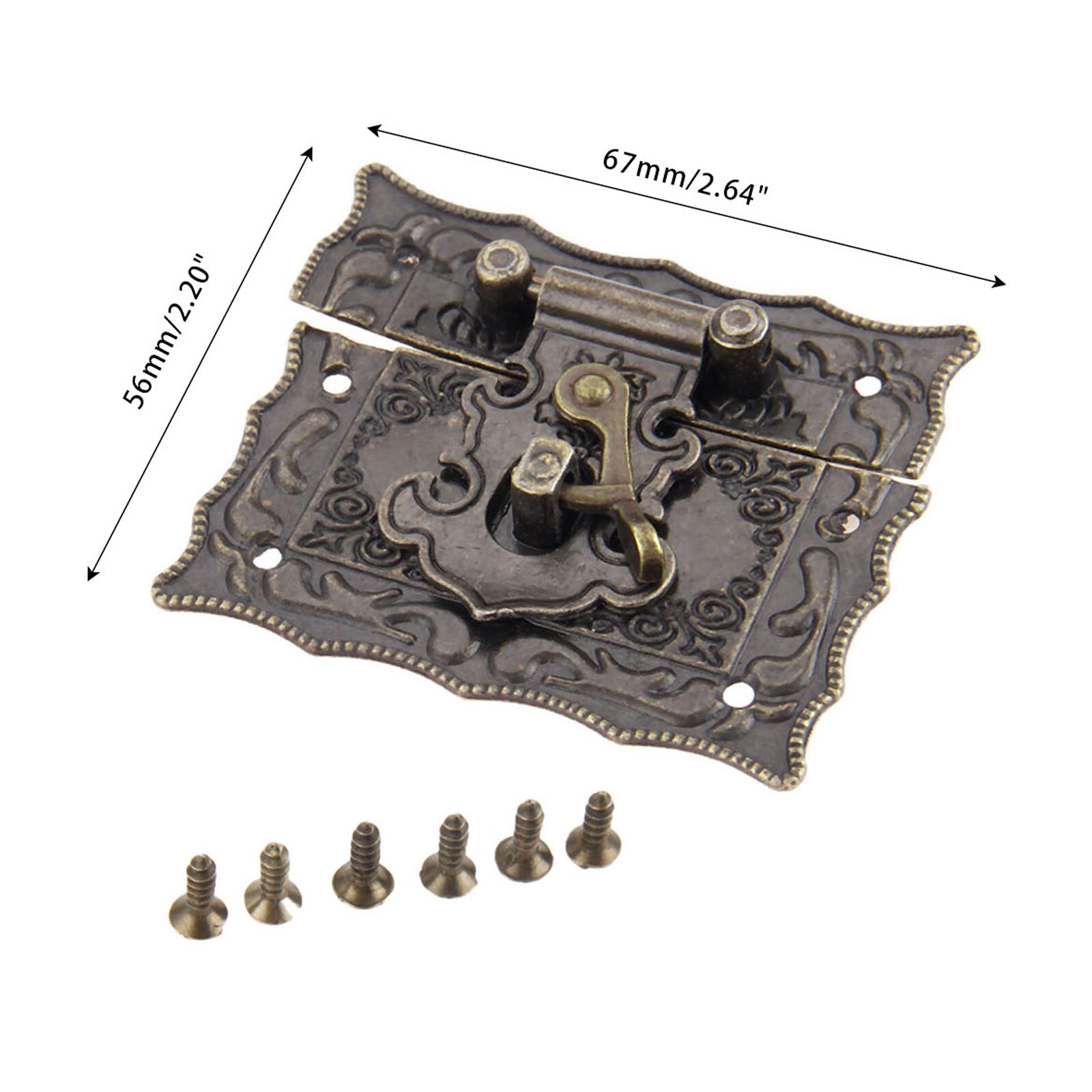 Antique Bronze Padlock Lock Jewelry Wood Box Latch... – Grandado