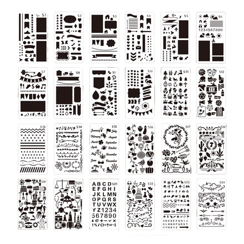 24PCS DIY Drawing Template Journal Stencils Theme ... – Grandado