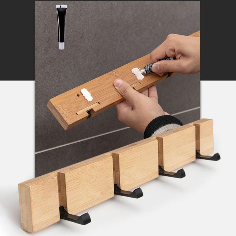 4/5/6 Hooks Wood Wall Hanger Clothes Hook Solid Wo... – Grandado