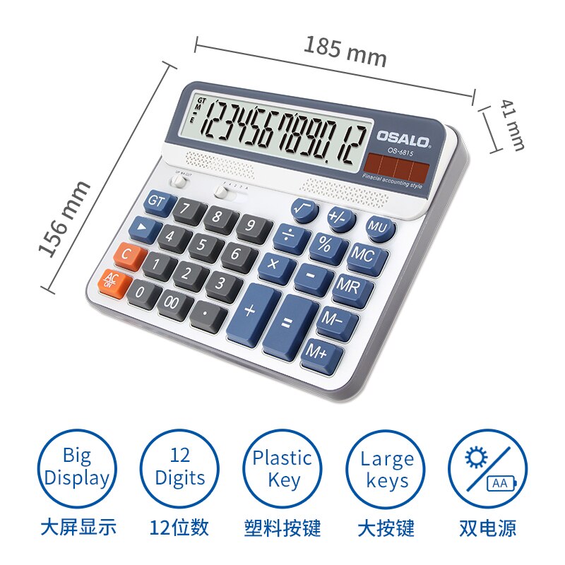 OSALO 12 Digits Standard calculator large LCD Disp... – Grandado OSALO 12 Digits Standard calculator large LCD Disp... – Grandado