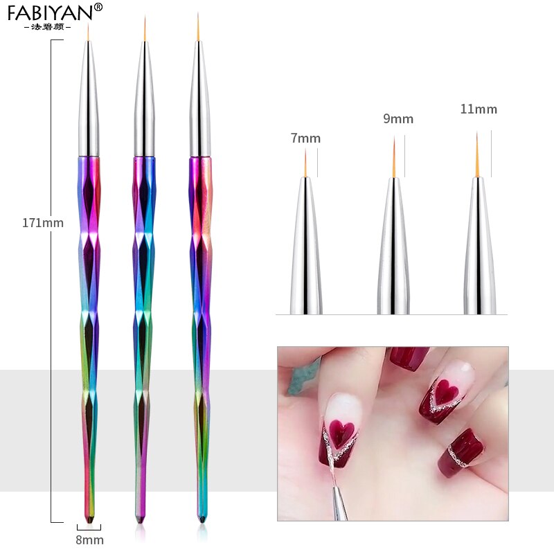 7/9/11Mm Nail Art Borstel Strepen Liner Pen Bloem ... – Grandado