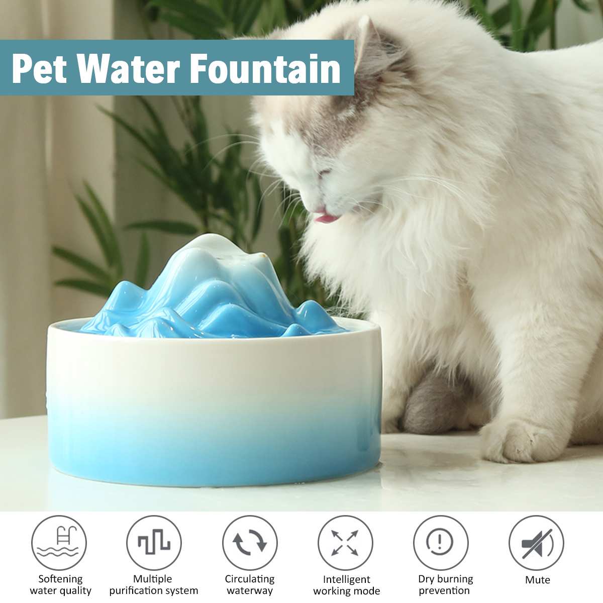 USB Ceramic Cat Fountain Pet Drinking Water Dispen... – Vicedeal