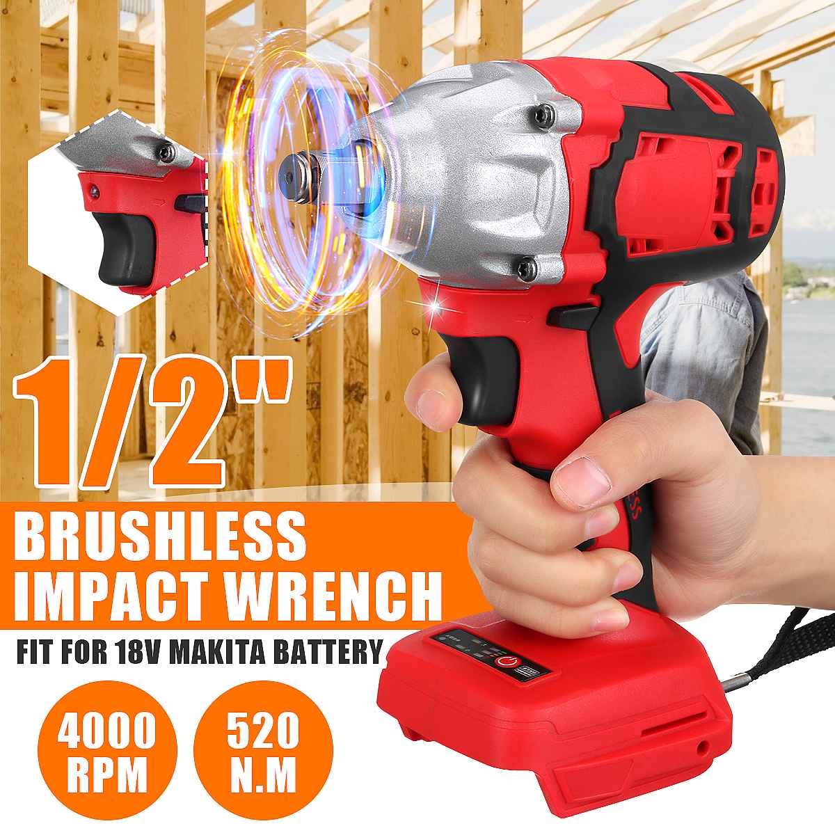 18V 520N.m. Electric Rechargeable Brushless Impact... – Vicedeal