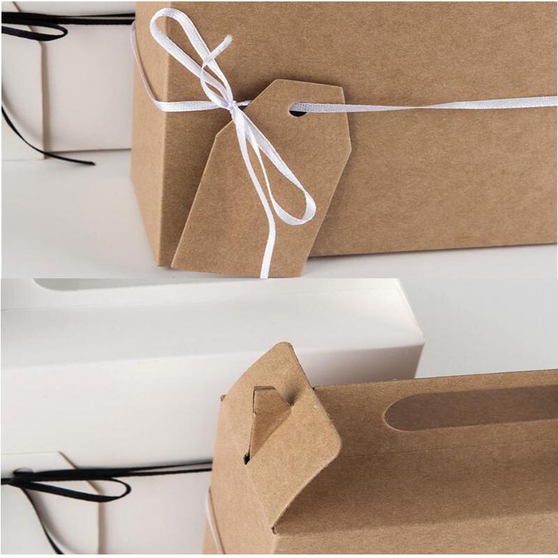 kraft paper box large box with handle cake dessert... – Grandado