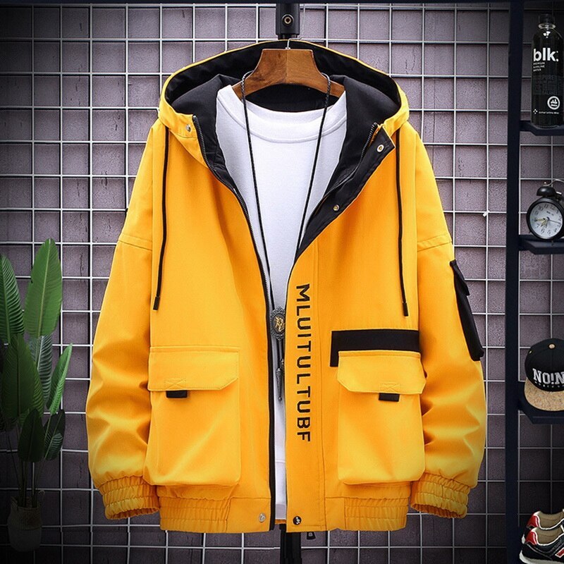Mens Hip Jacket Coat Hooded Windbreaker Jacket Cas... – Vicedeal
