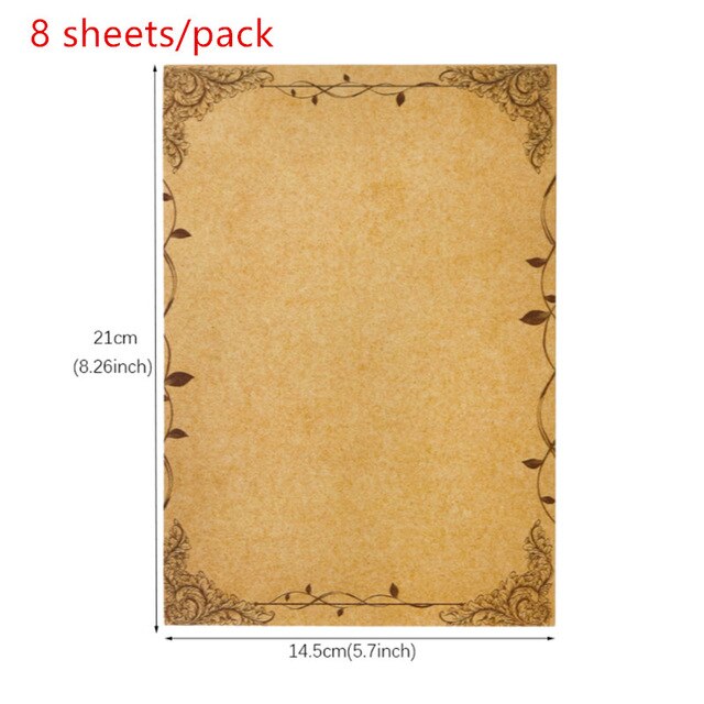 8 Sheets 21x14.5cm Vintage Kraft Paper Writing Let... – Vicedeal