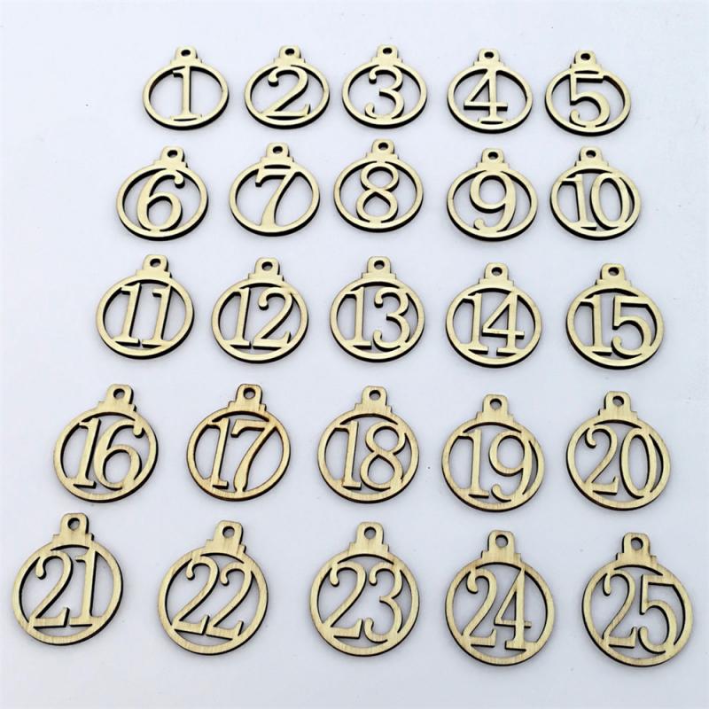 25pcs 1-25 Number Wooden Tags Numbers Christmas Ad... – Vicedeal