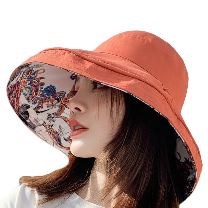 Women Boho Ethnic Floral Reversible Sun Hat Large ... – Vicedeal