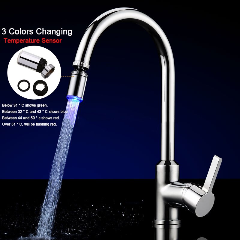 360 Degree LED Aerators Water Faucet Tap Heads Adj... – Grandado