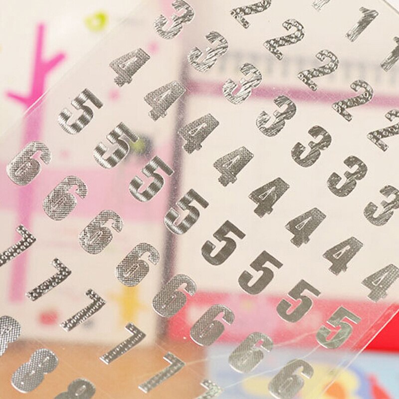 10 Vellen Nummer Stickers Goud/Zilver Kleur Nummer... – Vicedeal