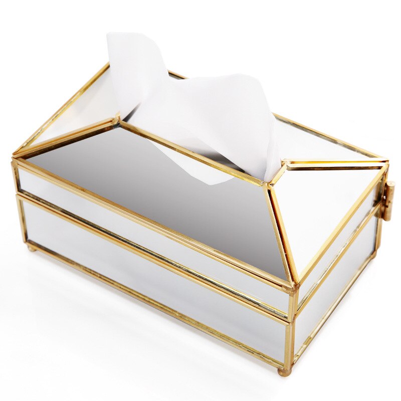 Geometric Glass Tissue Box Metal Frame Tissue Disp... – Vicedeal
